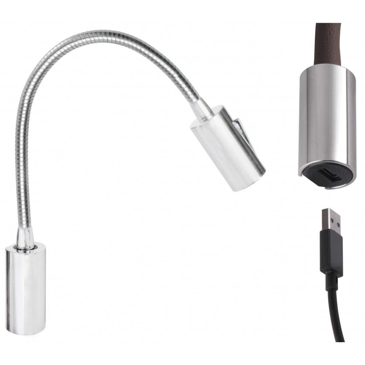Quick AUDREY WALL USB 1.5W 10-30V Satin Aluminum Reading Light Switch ...