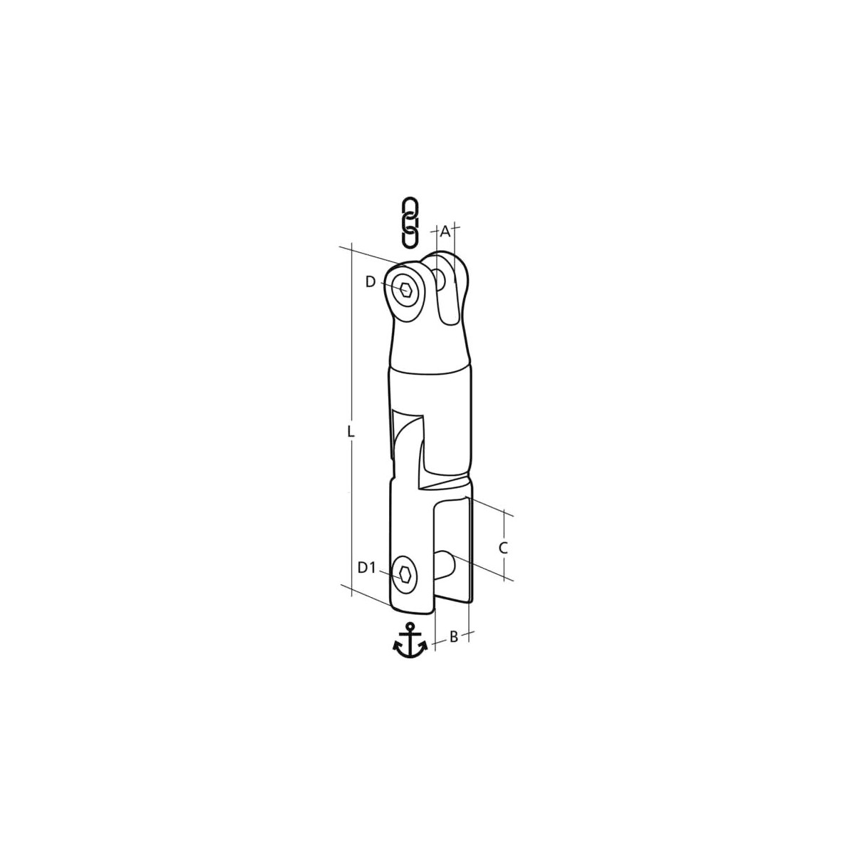 Giunto girevole a doppio snodo per Catena 10mm N12401810068